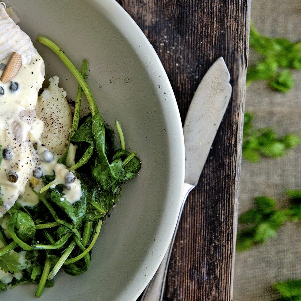 heilbot met tomatenolijvensaus