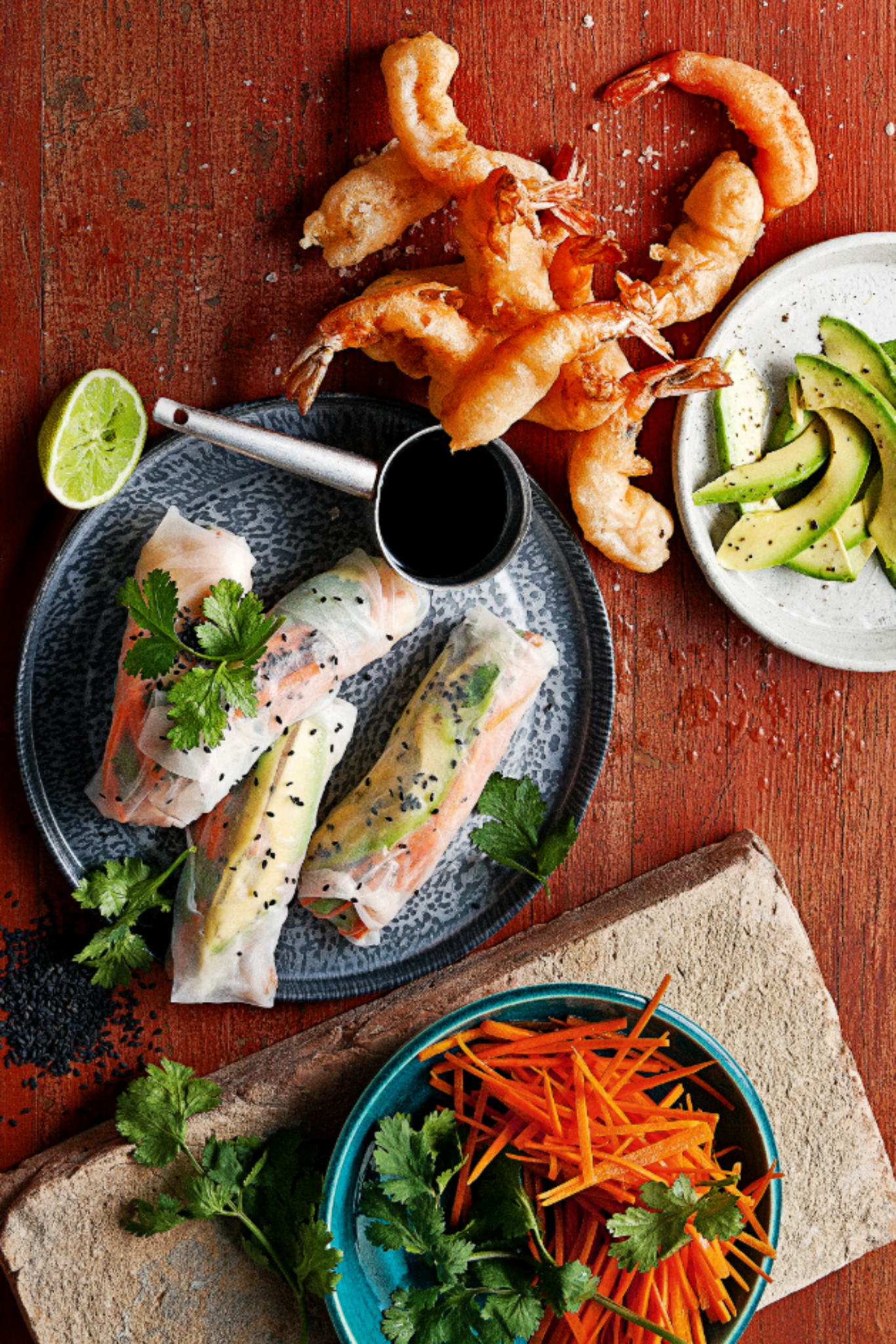 Spring rolls recept met garnalen, chilimayonaise en sojasaus