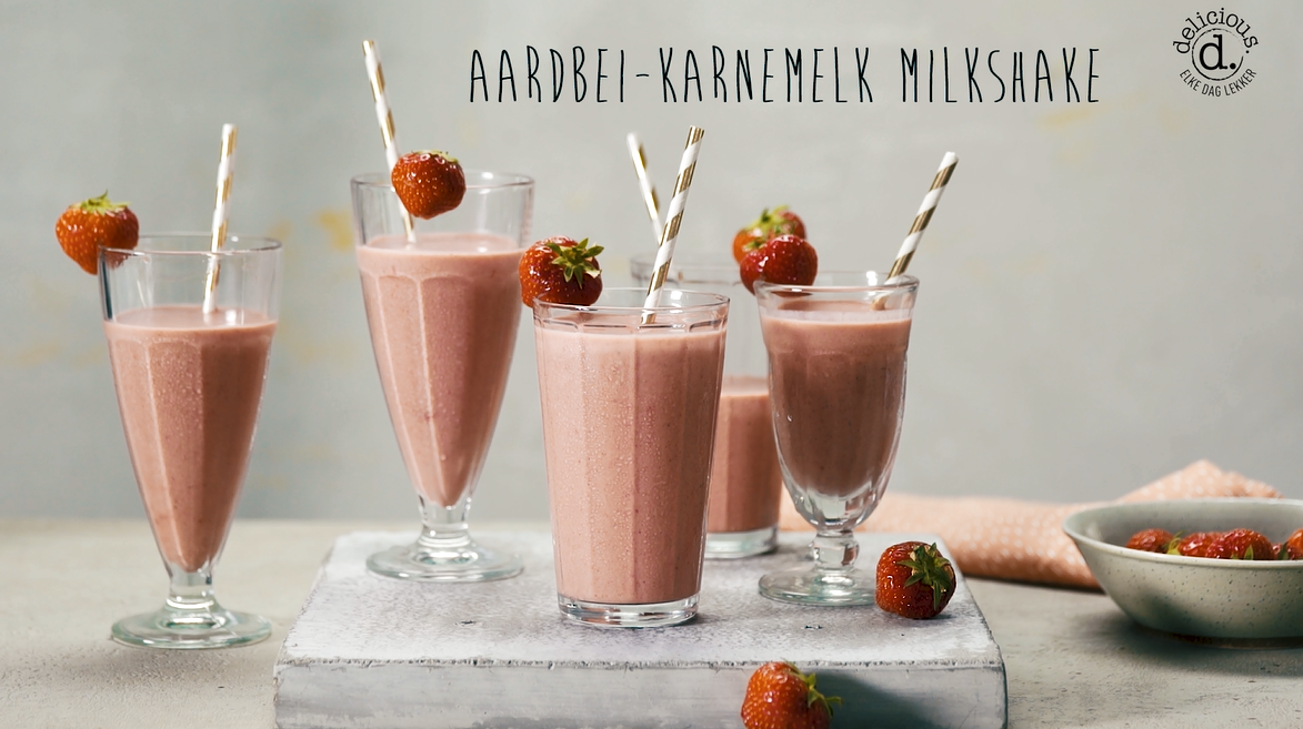 aardbei-karnemelk milkshake met kardemom en vanille